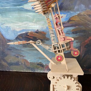 Flying Man Automata Mechanical Flying Man Sculpture Hand Crank Wood ...