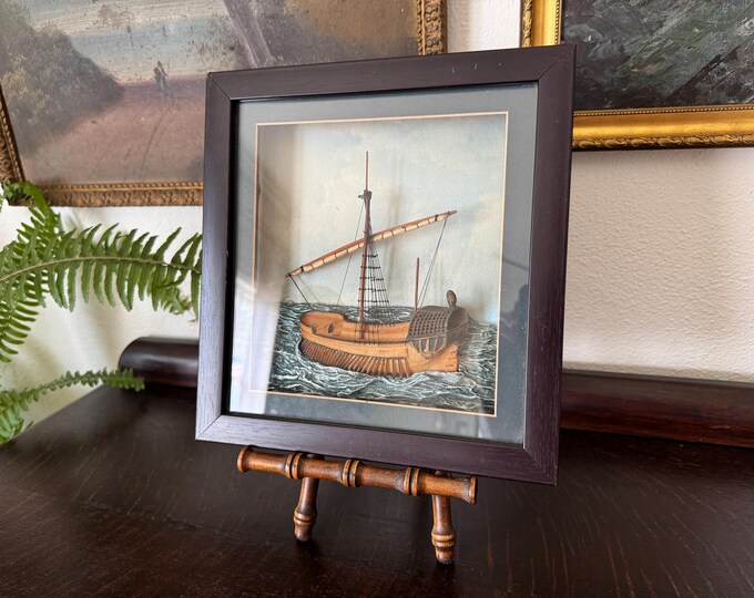 Vintage Ship Shadow Box Diorama Vintage Nautical Diorama Shadow Box ...