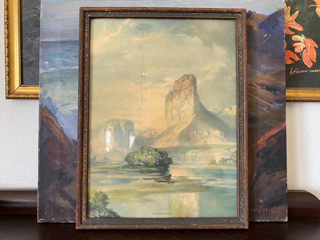 Antique the Enchanted Highway Thomas Moran Lithograph Antique Cliffs of ...