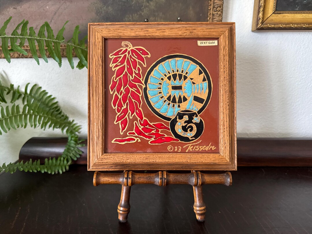 Vintage 24KT Gold Teissedre Designs Hand Painted Pottery Tile Vintage ...