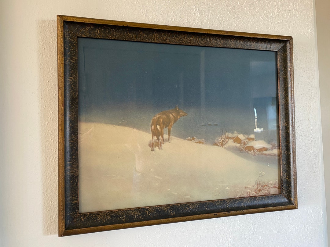 Vintage Framed Lone Wolf Lithograph Vintage Victor Kowalski Vintage ...