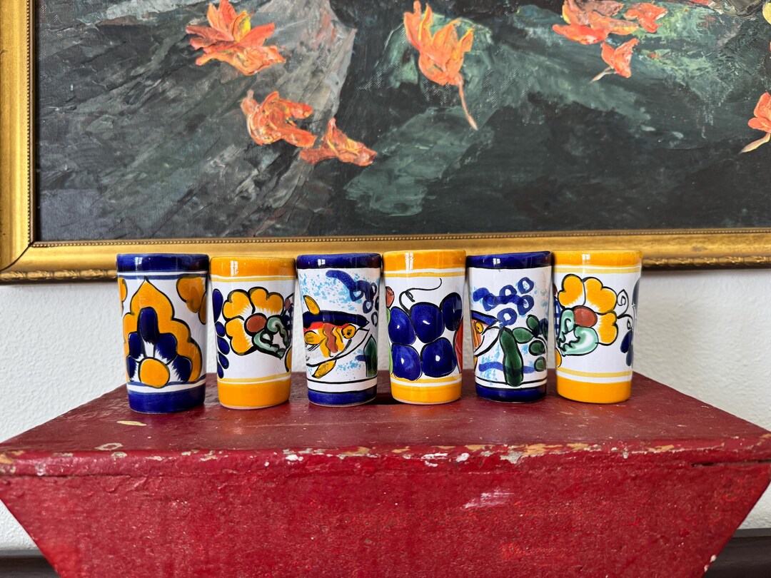 6 Vintage Mexican Talavera Pottery Cups Vintage Talavera Pottery ...