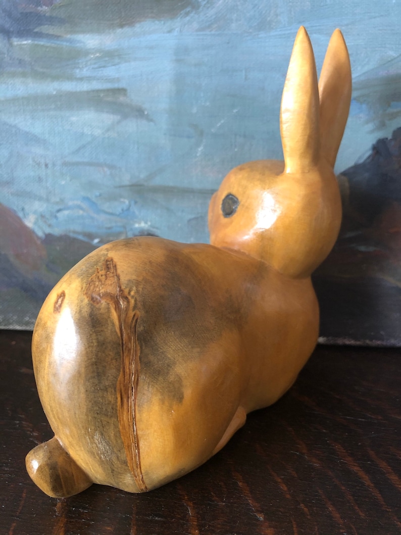 Vintage Hand Carved Wood Rabbit Vintage Wooden Rabbit Figurine - Etsy