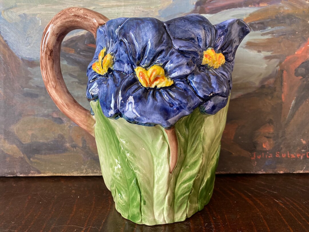 Vintage Italian Majolica Iris Pitcher Vintage Bassano Italian Pitcher ...