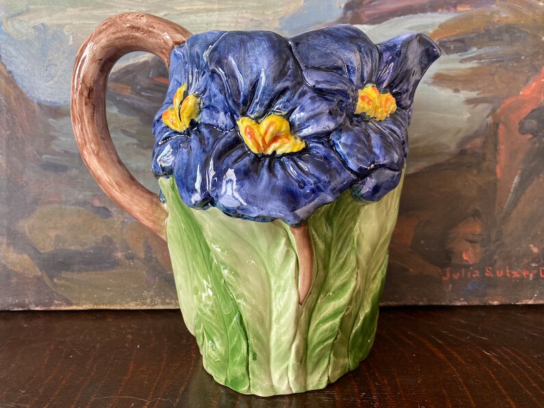 Vintage Italian Majolica Iris Pitcher Vintage Bassano Italian - Etsy