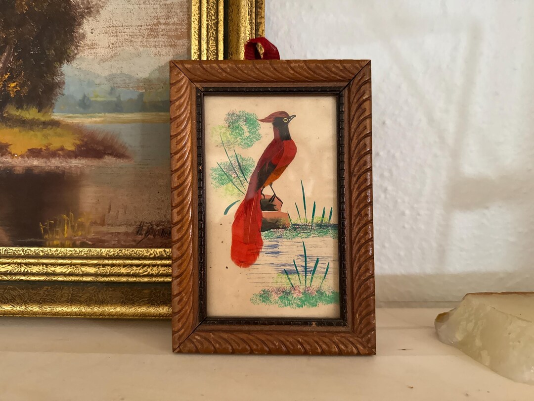 Vintage Mexican Feathercraft Cardinal Art Vintage Feather Art Vintage ...