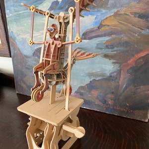 Flying Man Automata Mechanical Flying Man Sculpture Hand Crank Wood ...