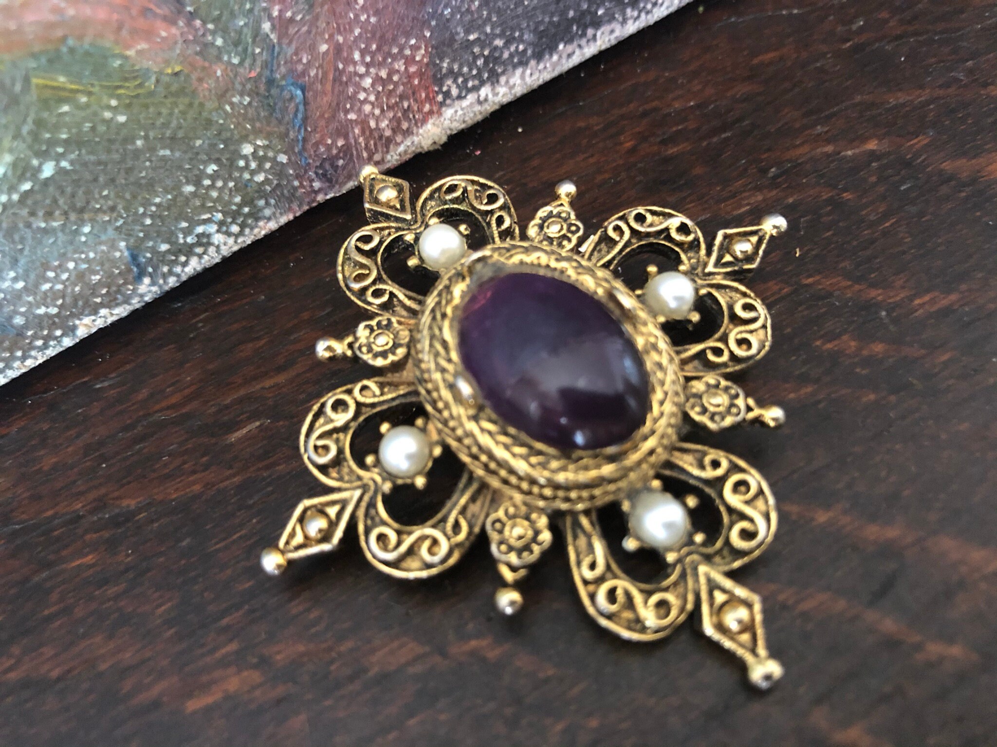 Vintage Art Deco Victorian Style Filigree Brooch Vintage Art | Etsy