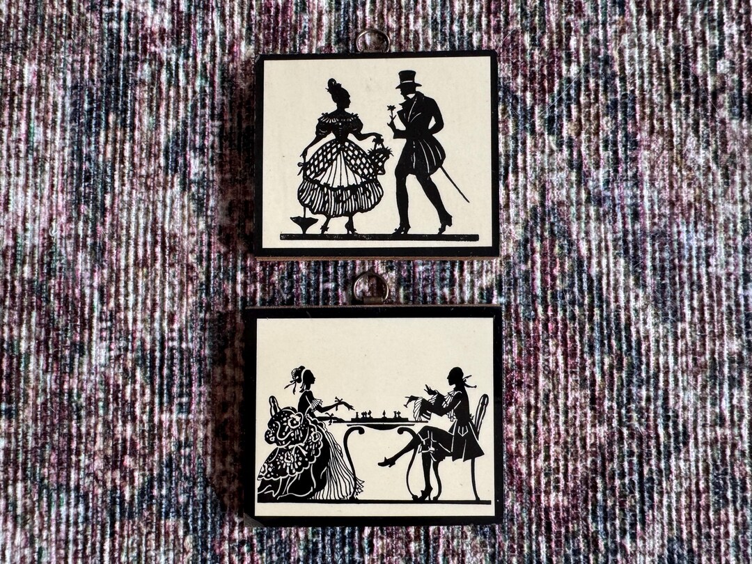 2 Vintage Victorian Couple Silhouette Wall Plaques Vintage Victorian ...