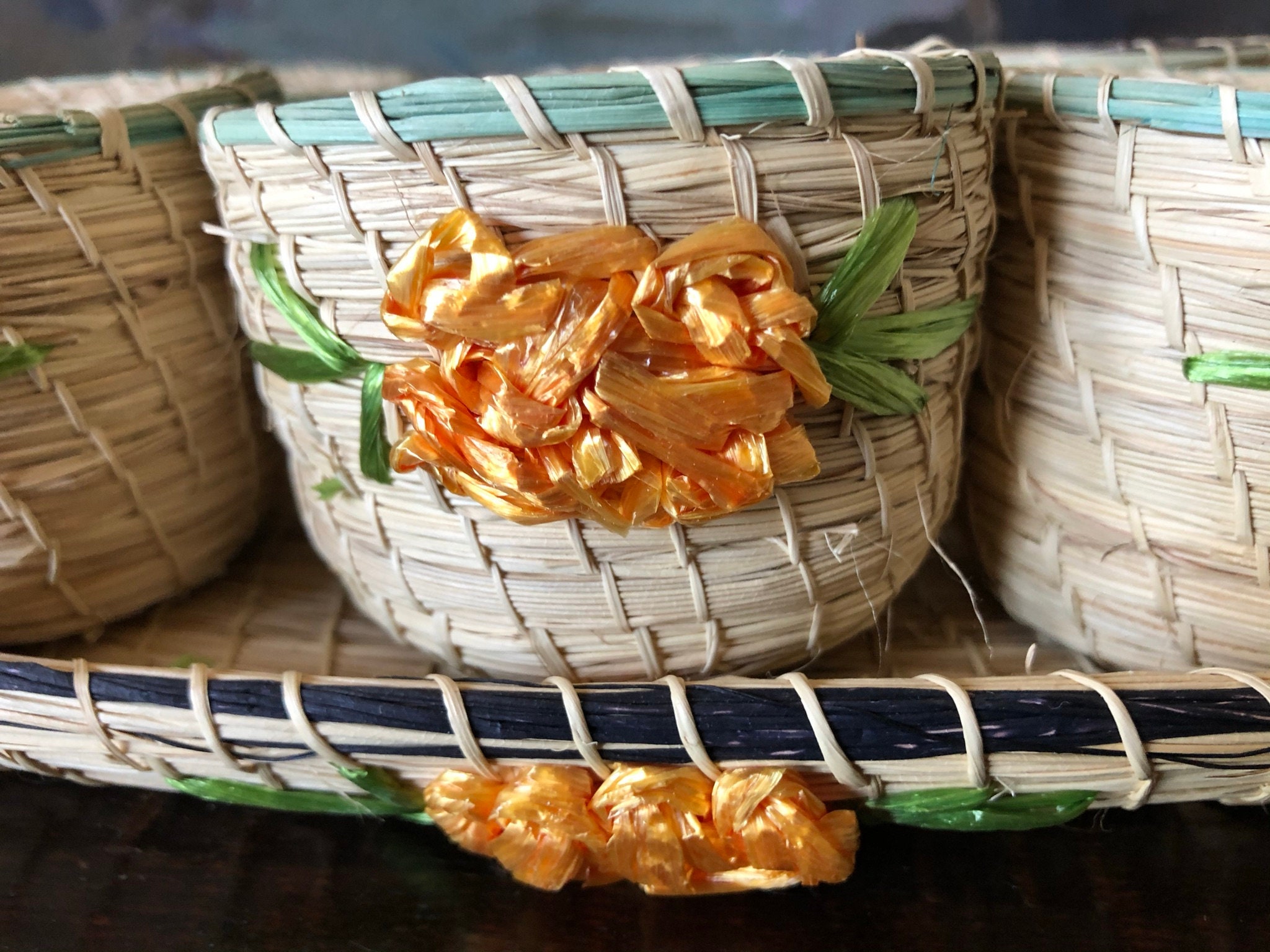 Vintage Coil Basket Tray Vintage Sweetgrass Serving Tray | Etsy