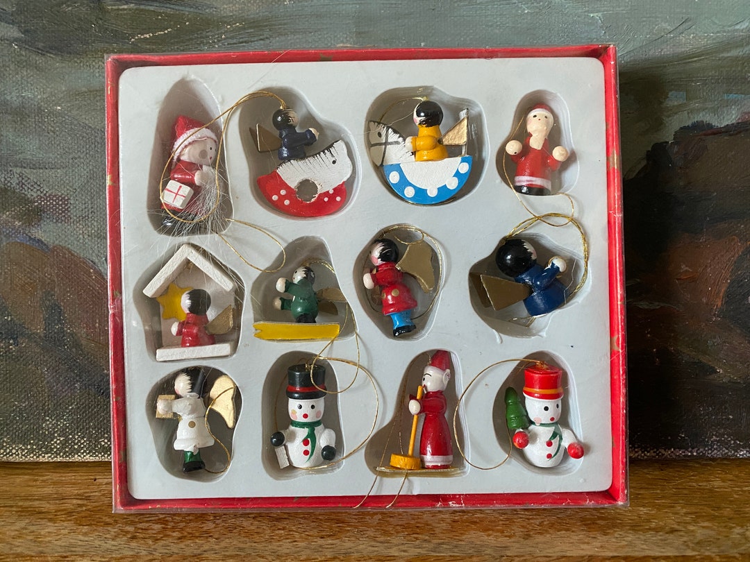 Vintage Kurt S. Adler Santa's World Mini Wooden Christmas Ornaments ...