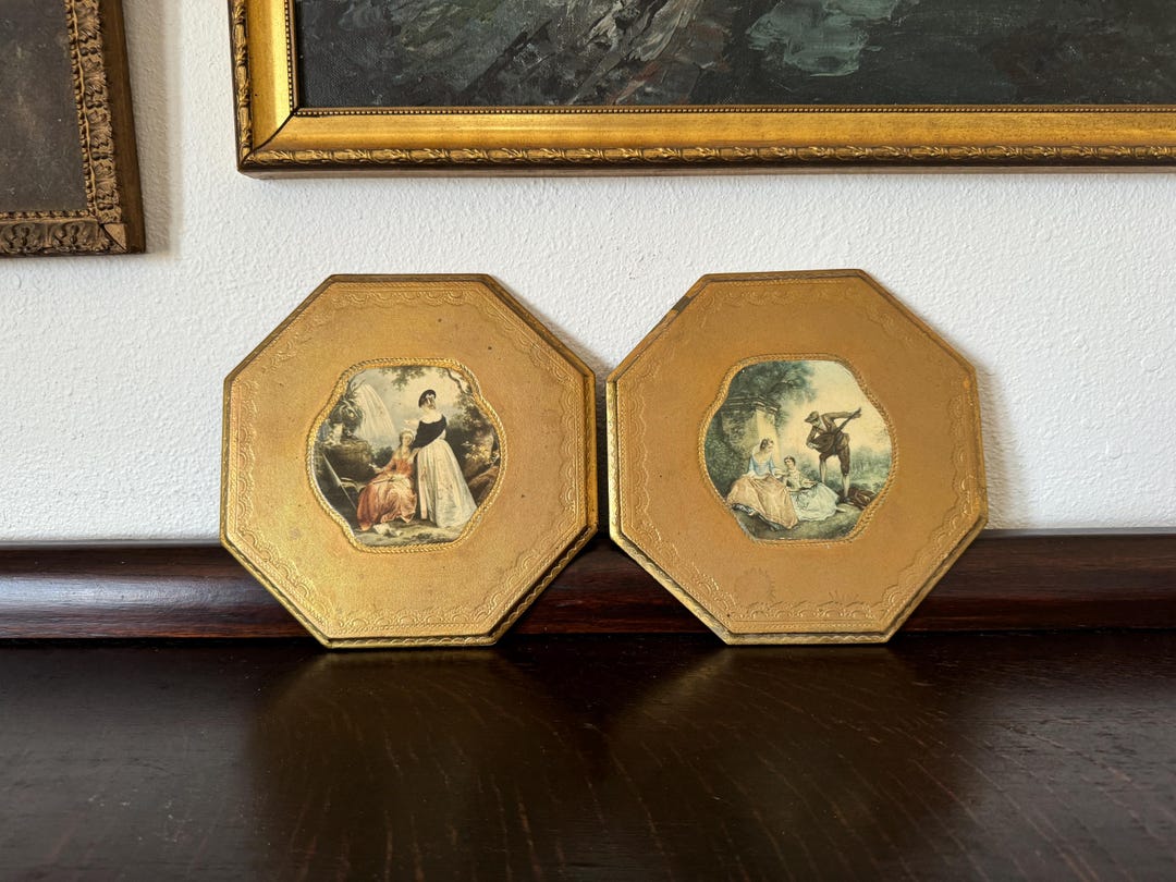 2 Vintage Italian Florentine Gold Gilt Wooden Wall Plaques Vintage ...