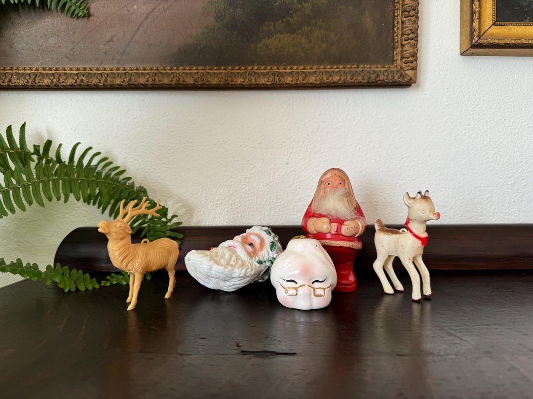 FINAL SALE - Vintage MCM Christmas Ornaments Vintage Santa Rattle ...