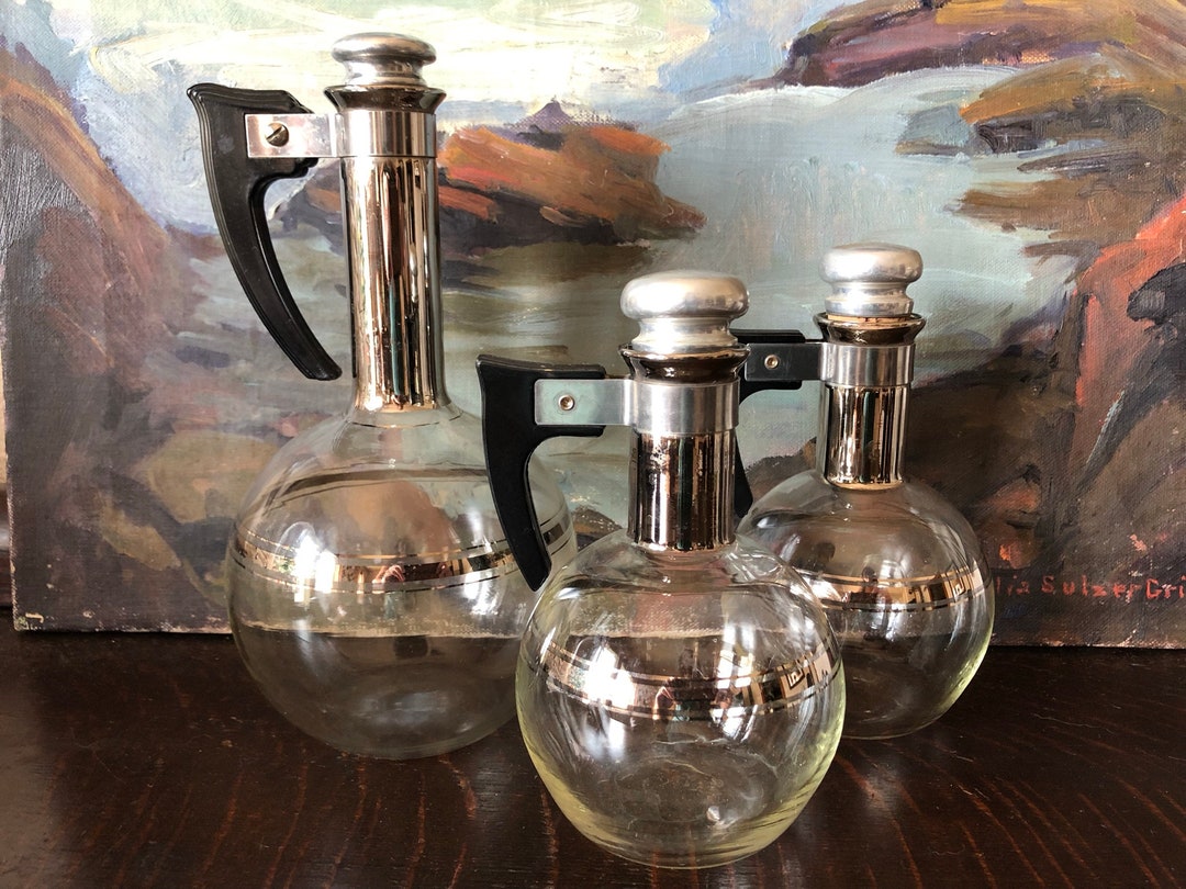 Vintage Set of 3 Art Deco Hand Blown Inland Glass Coffee Carafes ...
