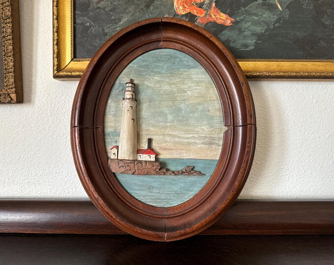 Antique Lighthouse Shadow Box Diorama Antique Framed Nautical Diorama ...