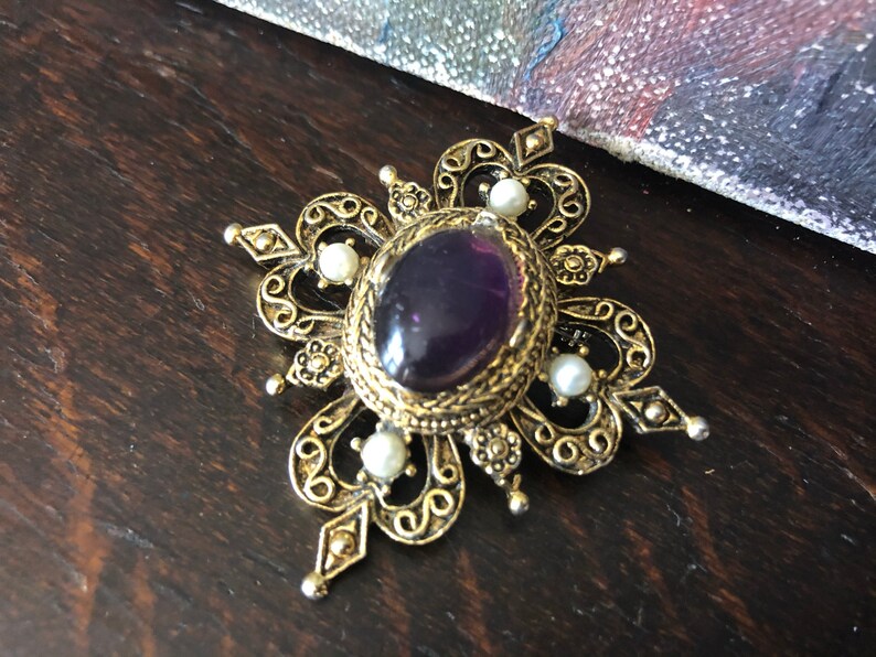 Vintage Art Deco Victorian Style Filigree Brooch Vintage Art | Etsy
