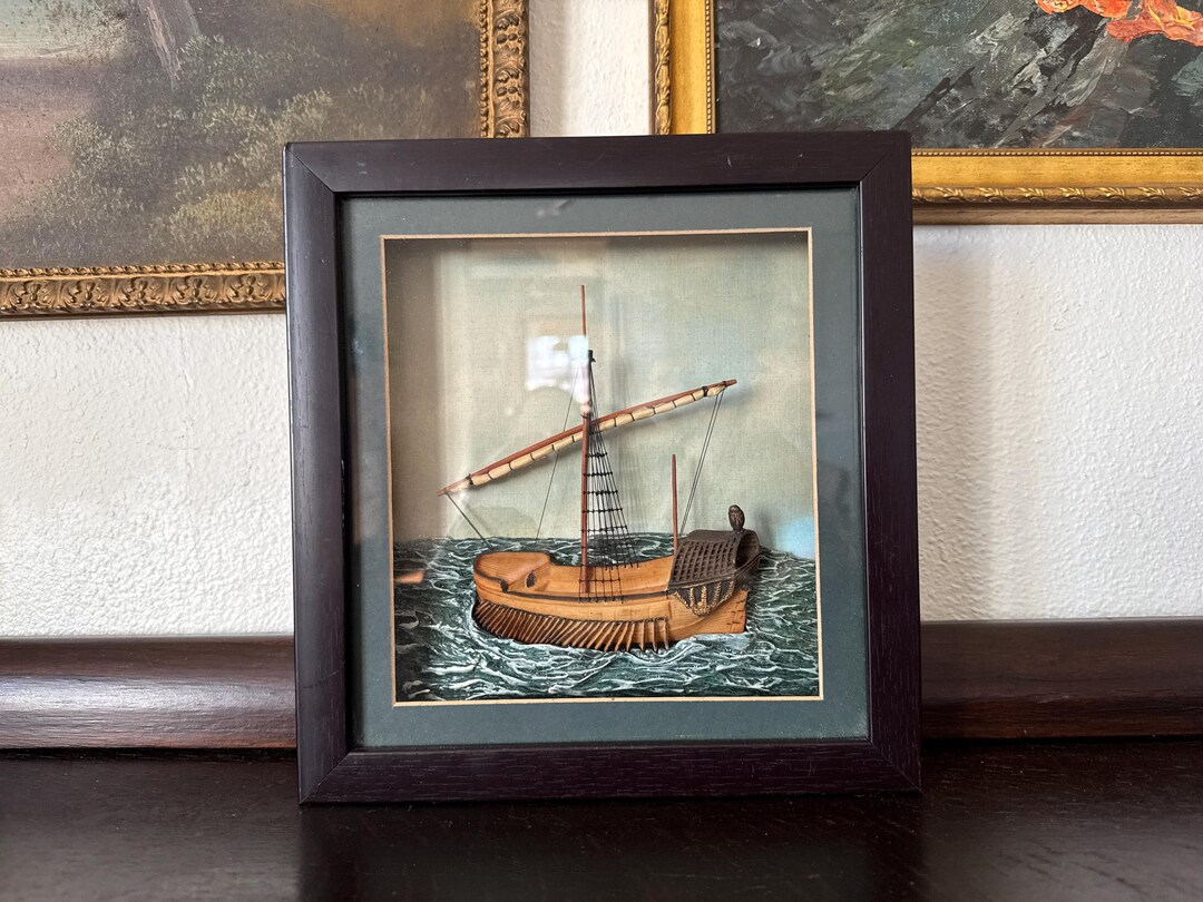 Vintage Ship Shadow Box Diorama Vintage Nautical Diorama Shadow Box ...