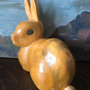 Vintage Hand Carved Wood Rabbit Vintage Wooden Rabbit Figurine Vintage ...