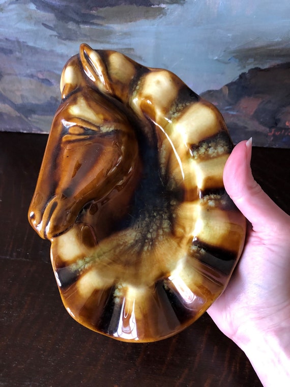 Art & Collectibles Ceramic Black Stallion Horse Head Black Midcentury ...
