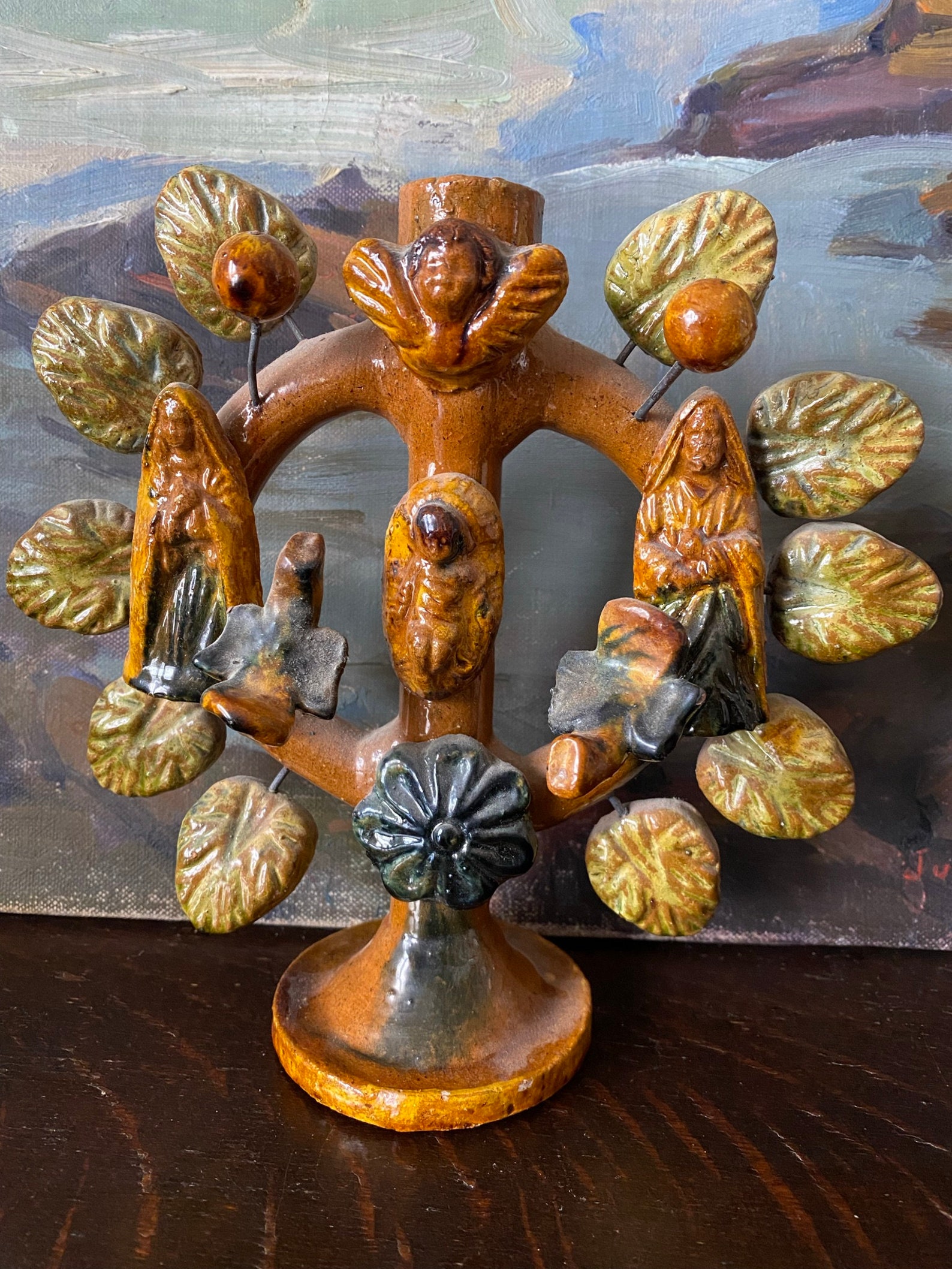 Vintage Mexican Folk Art Nativity Tree of Life Candelabra - Etsy