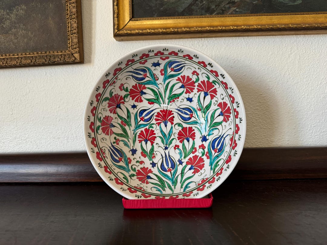 Vintage Turkish Iznik Design Pottery Bowl Vintage Hand Painted Iznik ...