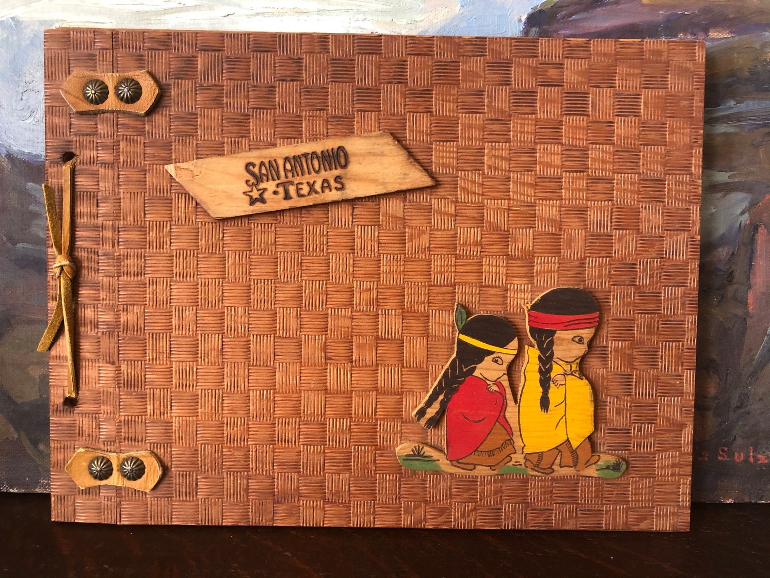Vintage Wooden Scrapbook w/ Native American Design Vintage | Etsy