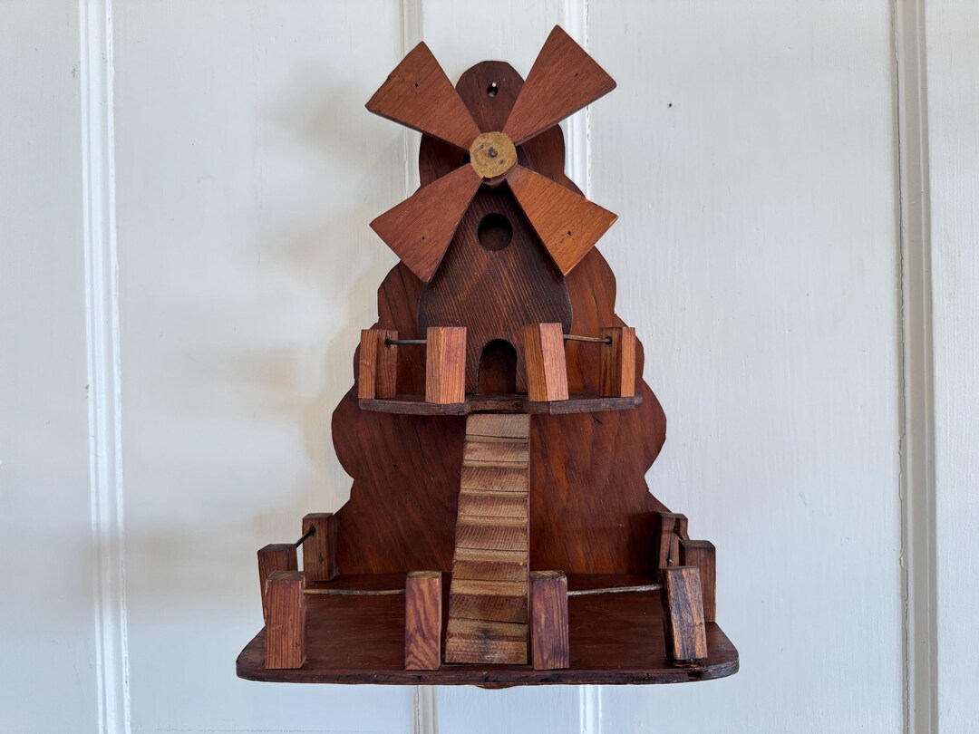 Vintage Folk Art Windmill Shelf Handmade Vintage Americana Folk Art ...
