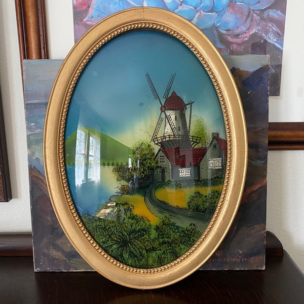 Antique Reverse Painting on Glass - Etsy