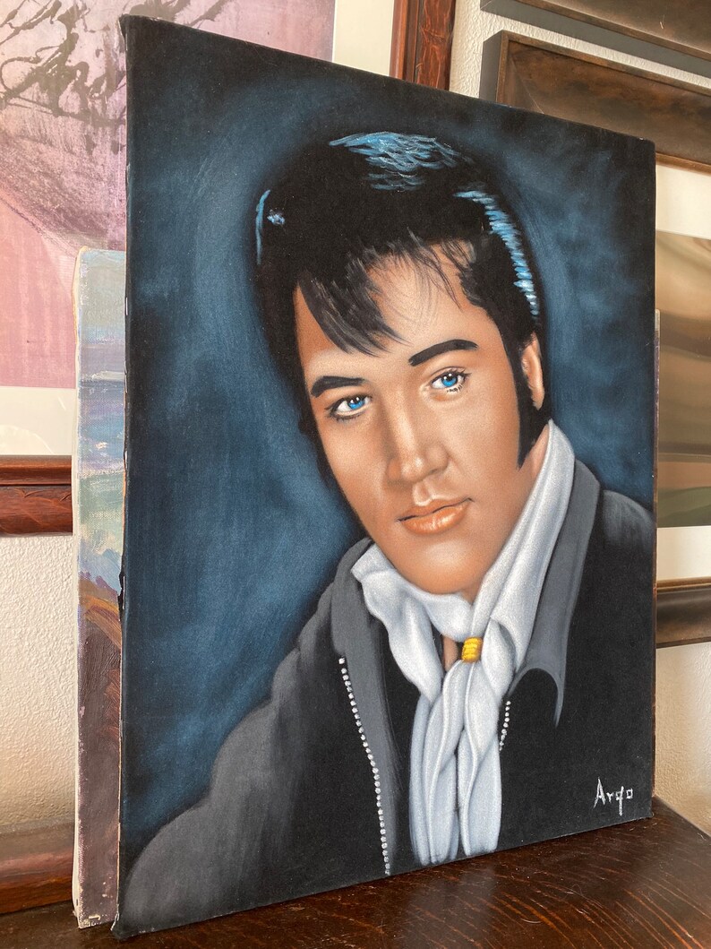 Vintage Large Elvis Portrait Velvet Painting Vintage Elvis - Etsy
