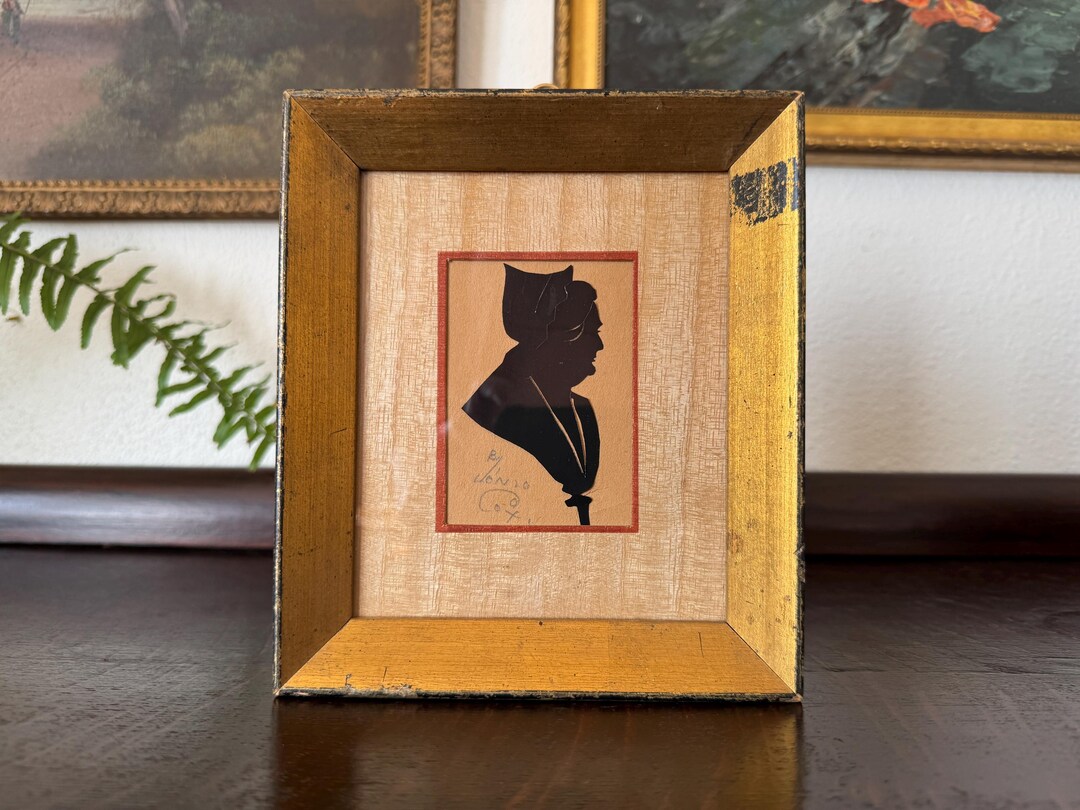 Early-20th Century Lonzo Cox Hand-cut Paper Silhouette Portrait Framed ...
