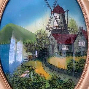 Antique summer in Holland Convex Reverse Glass Painting Antique Reverse ...