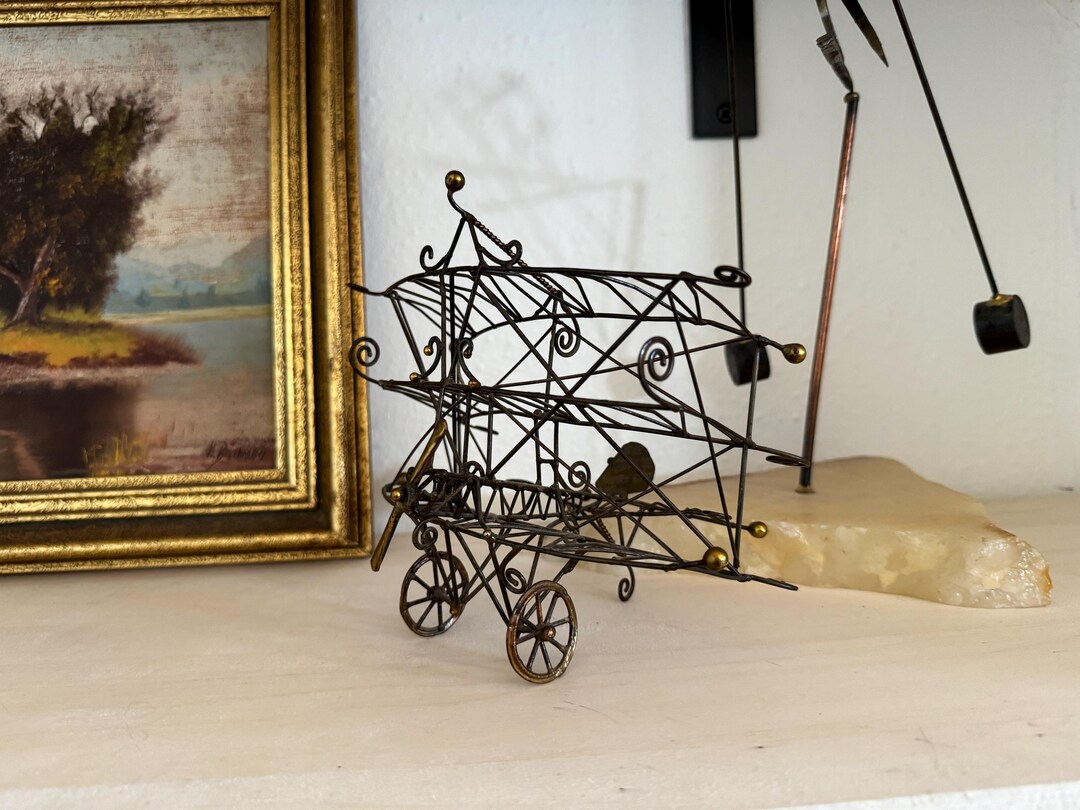 Vintage Brutalist Wire Art Triplane Sculpture Vintage Original ...