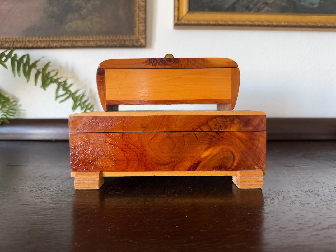 2 Vintage Cedar Wood Boxes Vintage Cedar Wood Tobacco Box Vintage Cedar ...