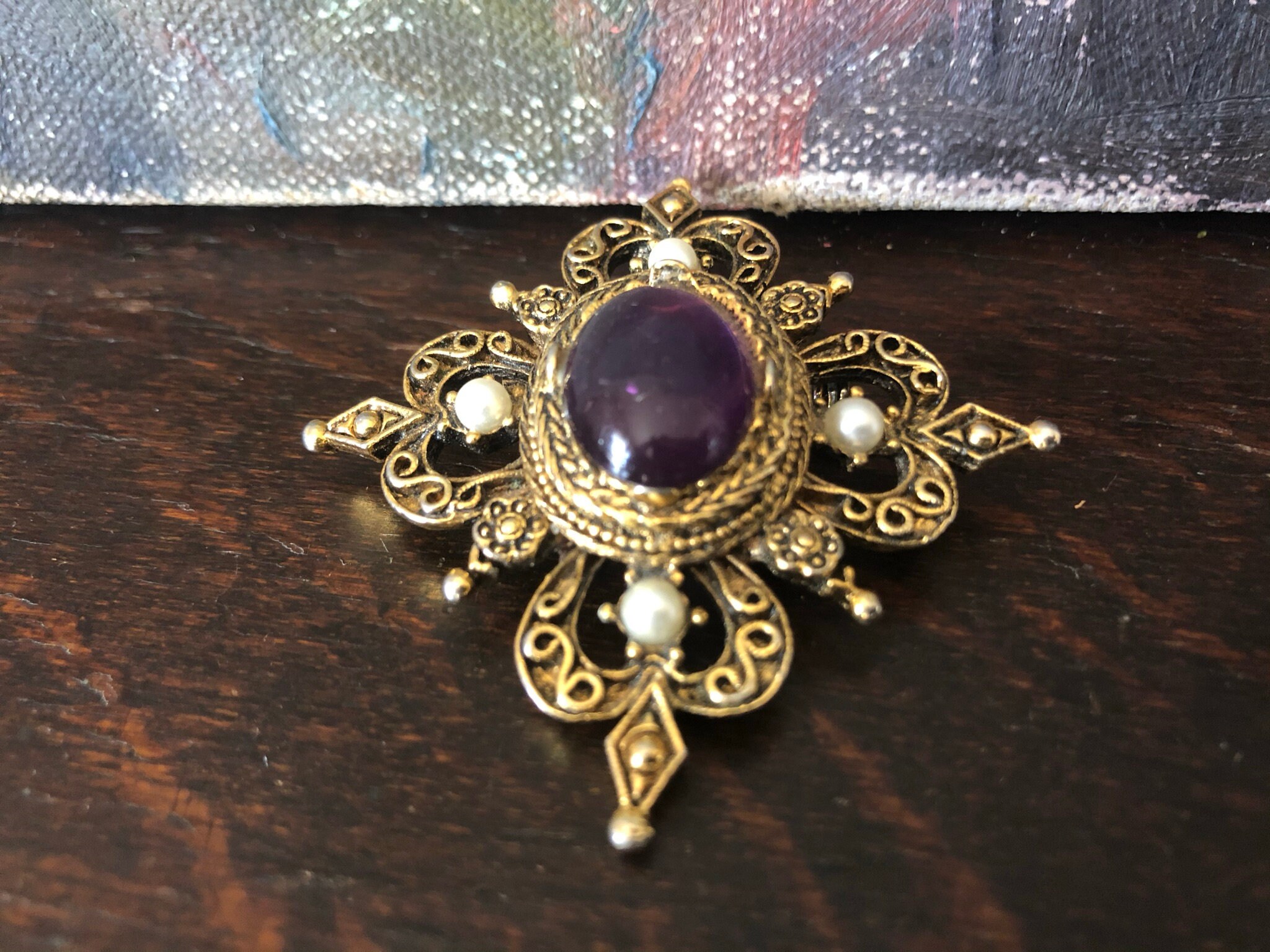 Vintage Art Deco Victorian Style Filigree Brooch Vintage Art | Etsy