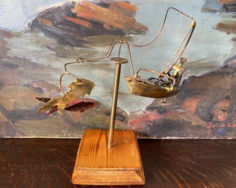 Vintage Balancing Toy Fisherman - Etsy