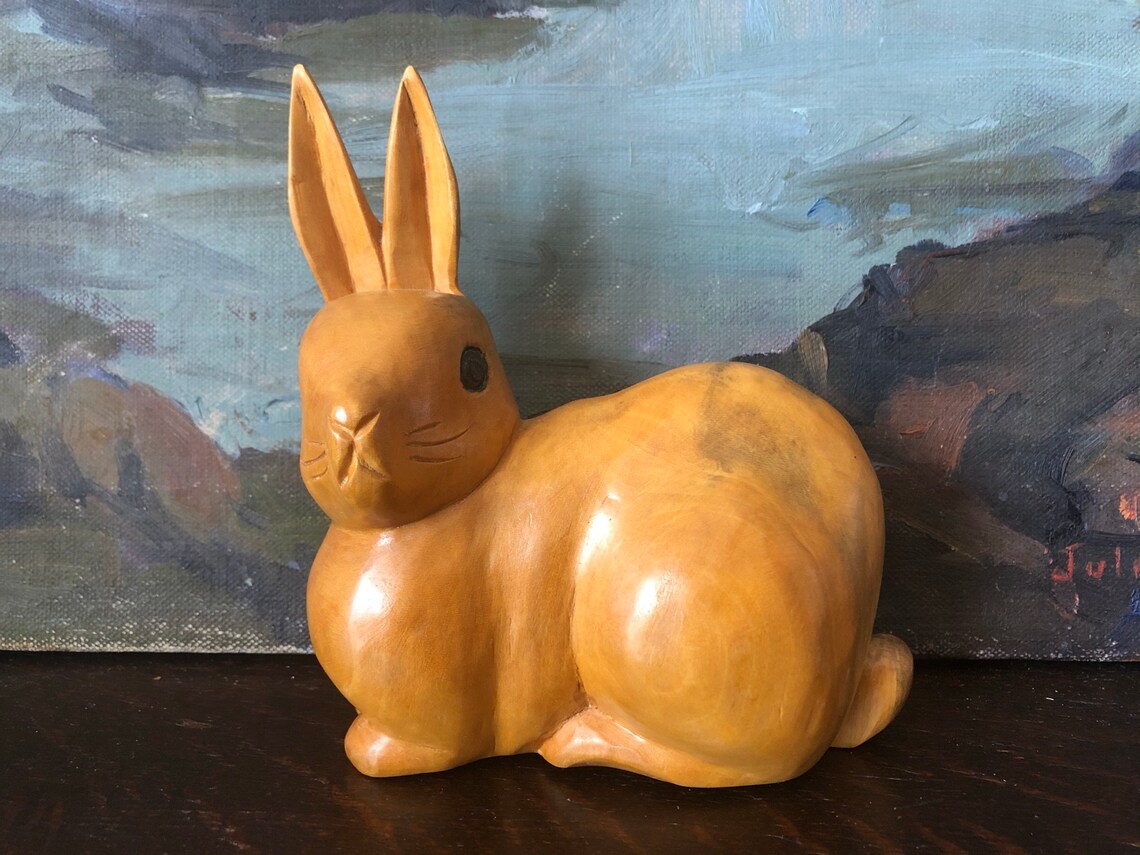Vintage Hand Carved Wood Rabbit Vintage Wooden Rabbit Figurine | Etsy