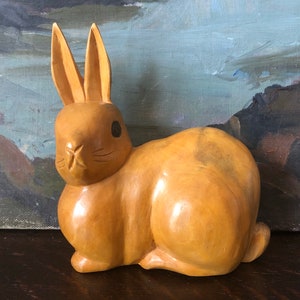 Vintage Hand Carved Wood Rabbit Vintage Wooden Rabbit Figurine Vintage ...