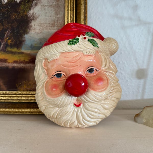 Santa Head Wall Hanging - Etsy
