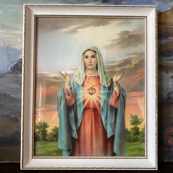 Virgin Mary Lithograph - Etsy