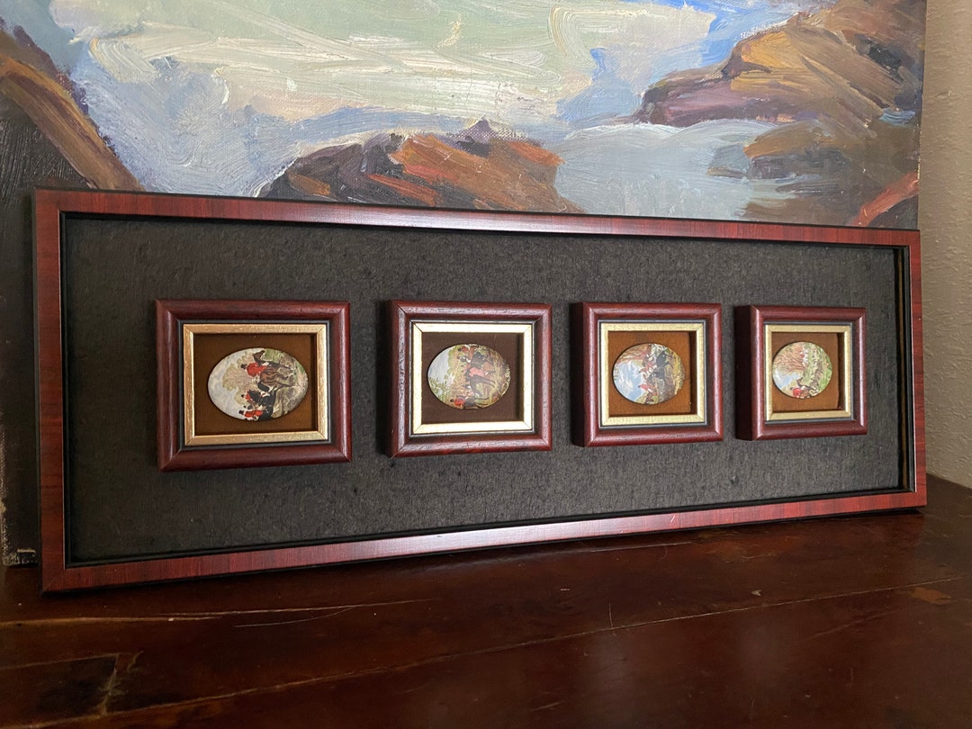 Vintage Framed Pat Collins Vitreous Enamel on Copper Fox Hunt Miniature ...