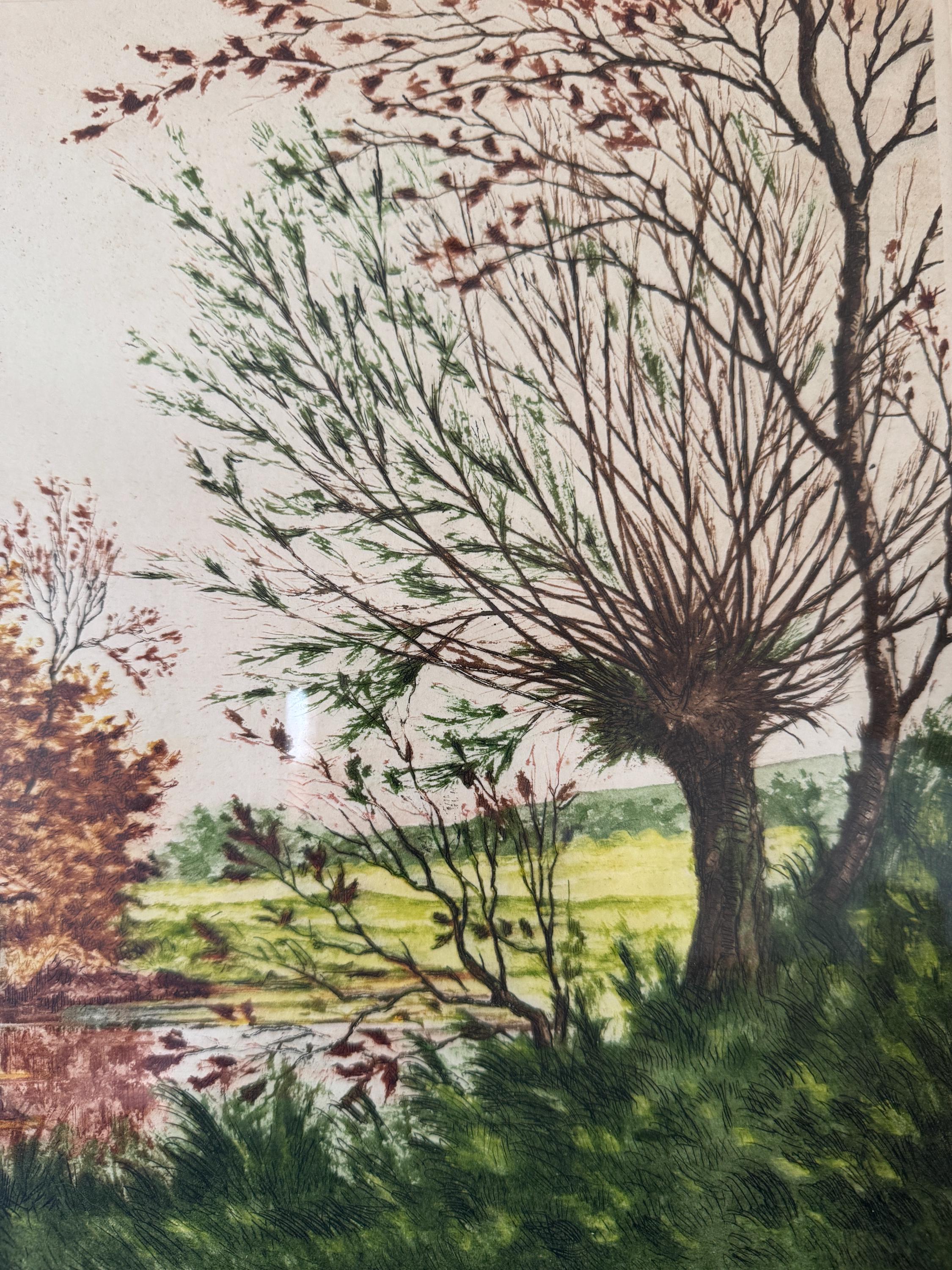 Vintage 1930s "banks of the Eure" Paul Granville Aquatint Etching ...