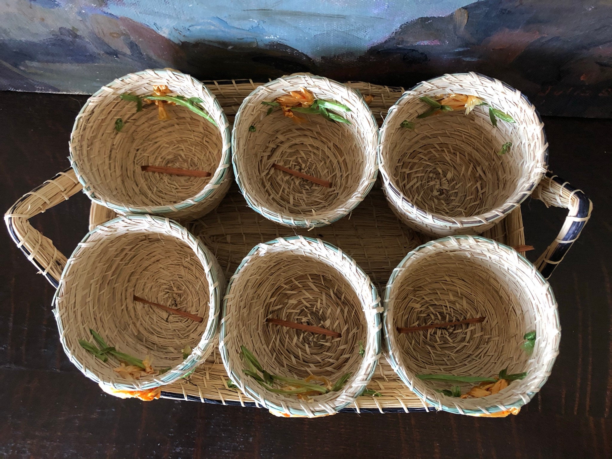 Vintage Coil Basket Tray Vintage Sweetgrass Serving Tray | Etsy