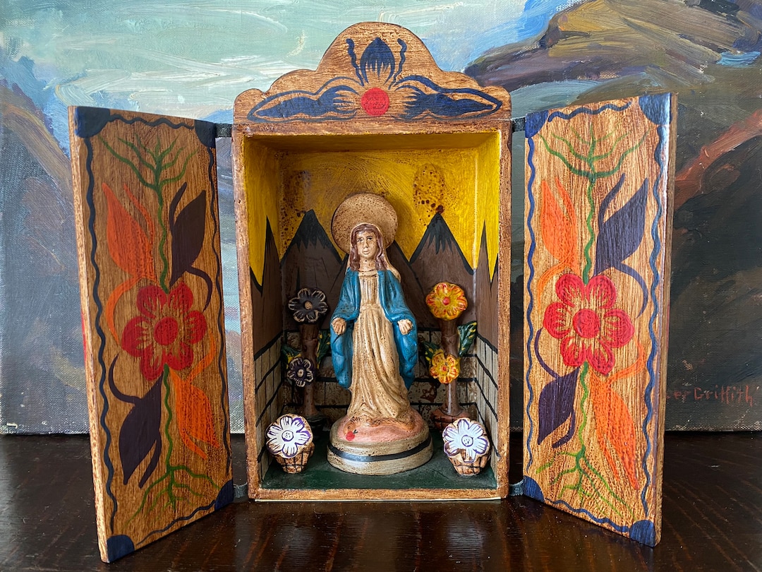 Vintage Folk Art Retablo With Madonna Vintage Retablo Guadalupe Vintage ...