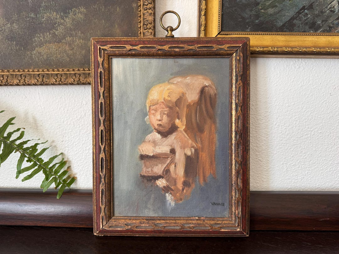 Vintage Expressionist Angel Portrait Painting Vintage Figurative Art ...
