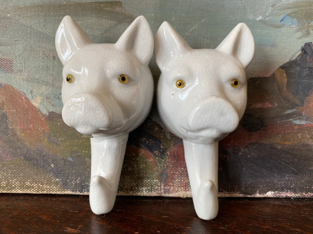 2 Vintage Pig Wall Hooks Vintage Pig Head Kitchen Wall Hook Pair ...