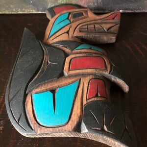 Vintage Signed Salish Wood Carving Vintage Coast Salish Wood Wolf ...