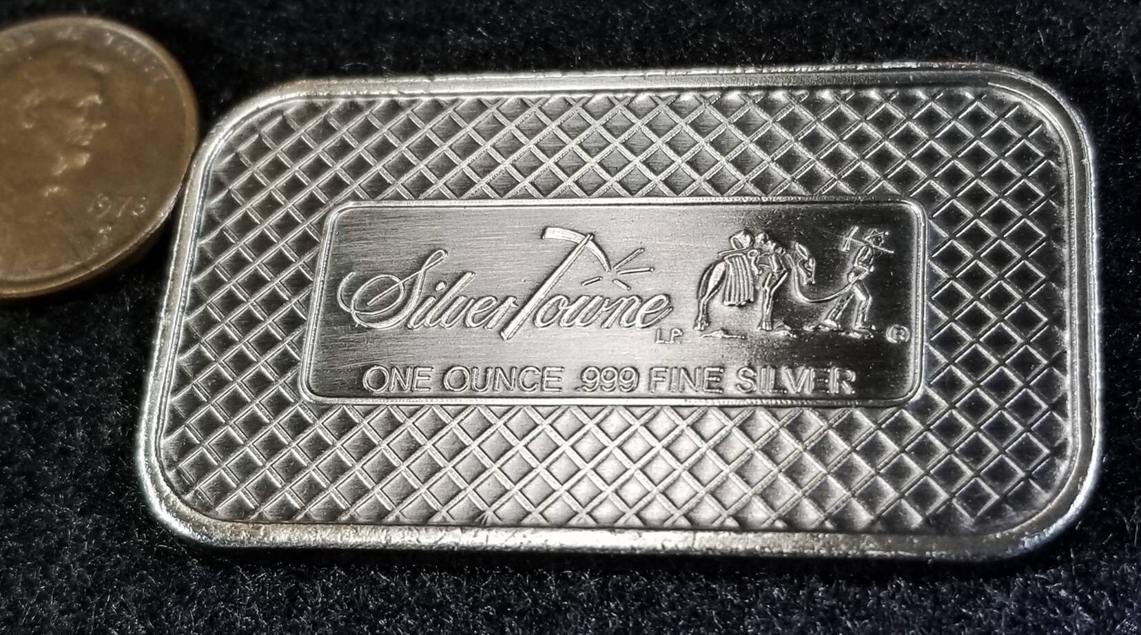 Silvertowne Retro Prospector Bar, 1 Troy Ounce of .999 Antiqued Fine ...