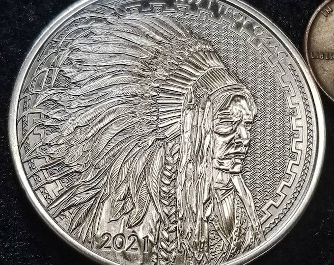 Asahi Liberty Trade Sitting Bull Buffalo, 1 Troy Ounce of .999 Antiqued ...