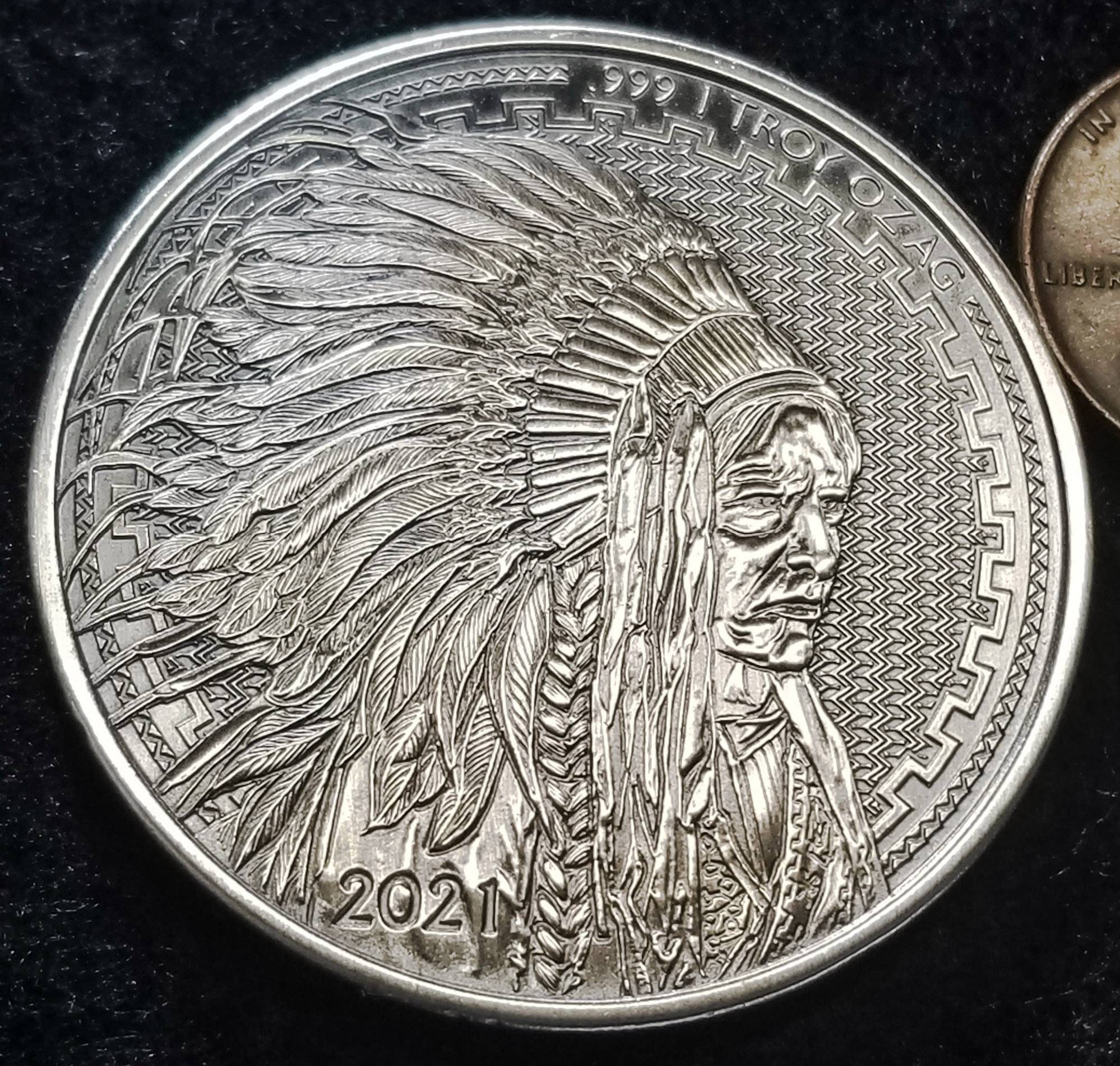 Asahi Liberty Trade Sitting Bull Buffalo, 1 Troy Ounce of .999 Antiqued ...