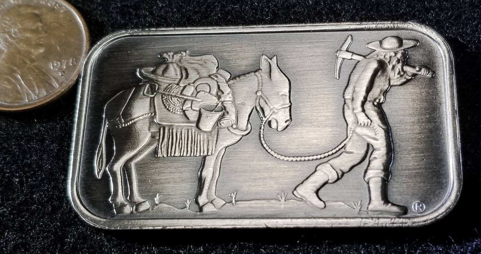 Silvertowne Retro Prospector Bar, 1 Troy Ounce of .999 Antiqued Fine ...